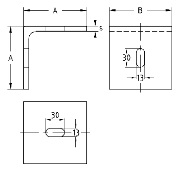 MÜPRO | MPT-Montagewinkel 90° Q80-2,0 | 2-Lochwinkel